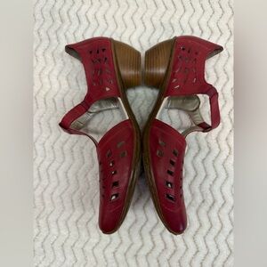 Rieker | Shoes | Rieker Antistress Red Leather Mary Jane Low Heel Snap ...